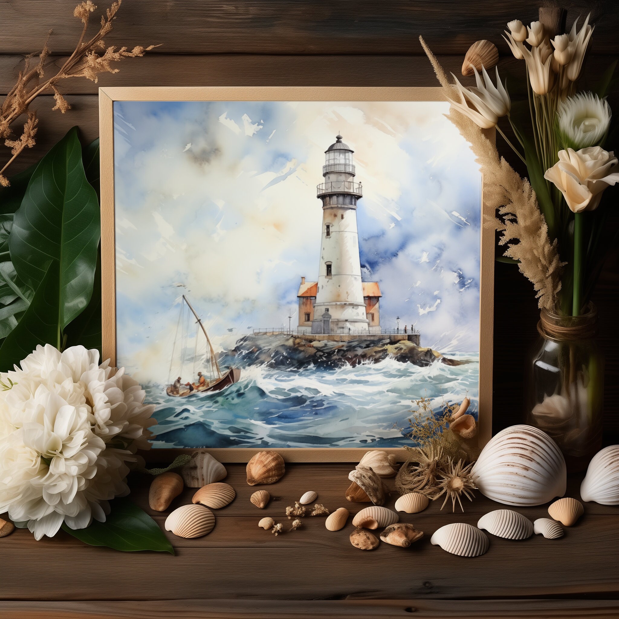 Maritime Vigil Impressionist Lighthouse Seascape, High-resolution Art ...