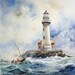 Maritime Vigil Impressionist Lighthouse Seascape, High-resolution Art ...