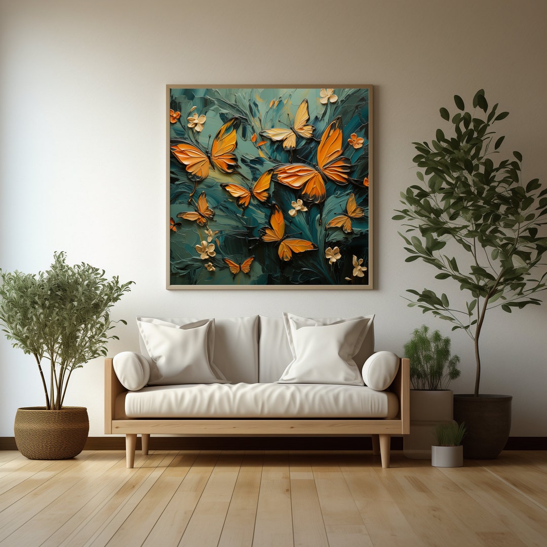 Golden Flutter Classical Butterfly Oil Painting Style Digital Art - Etsy