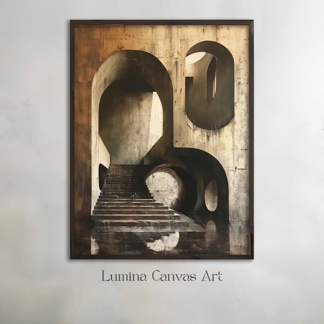 Underground Brutalist Structure Abstract Print, Contemporary ...