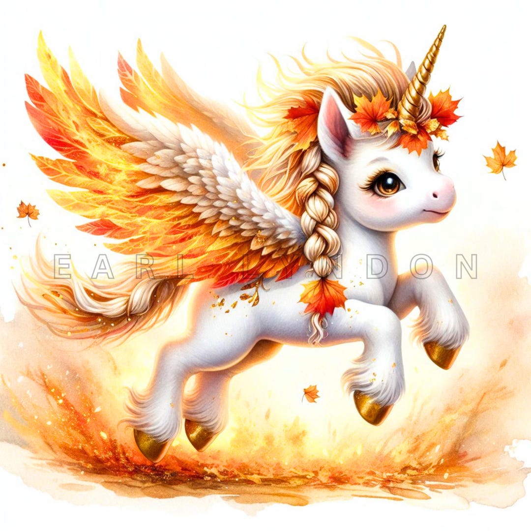 Autumn Harvest UNICORN Clipart PNG 15 Cute Baby Unicorn Thanksgiving ...