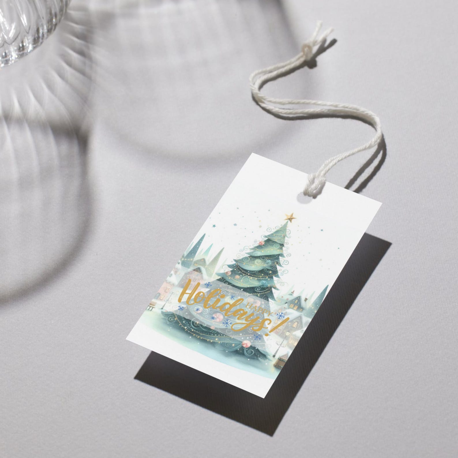 Quirky Christmas TREE Gift Tags Watercolor Printable Vertical Holiday ...