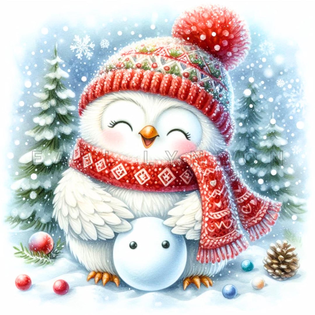 Outdoorsy Winter OWL Clipart PNG 15 Cute Whimsical Frosty Christmas ...