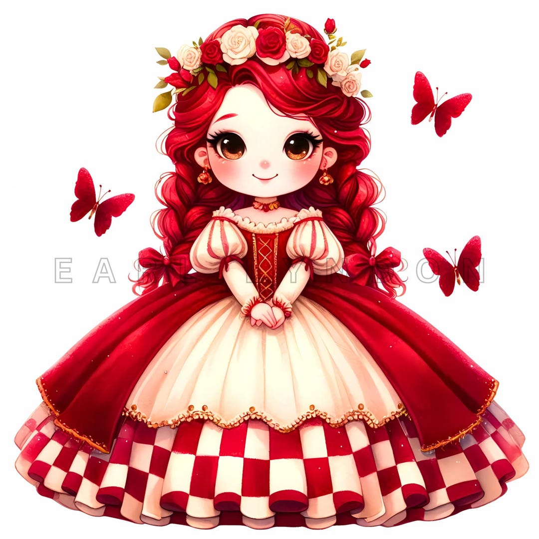 Red Velvet Princess Clipart - Gnome Cupcake Topper Fantasy Art ...