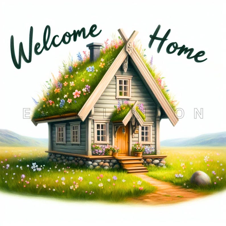 Spring Cottage Homecoming Clipart - Housewarming Digital Art ...