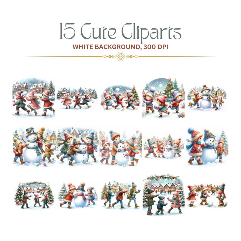 Children Playing in the Snow Clipart PNG 15 Winter Wonderland Holiday ...