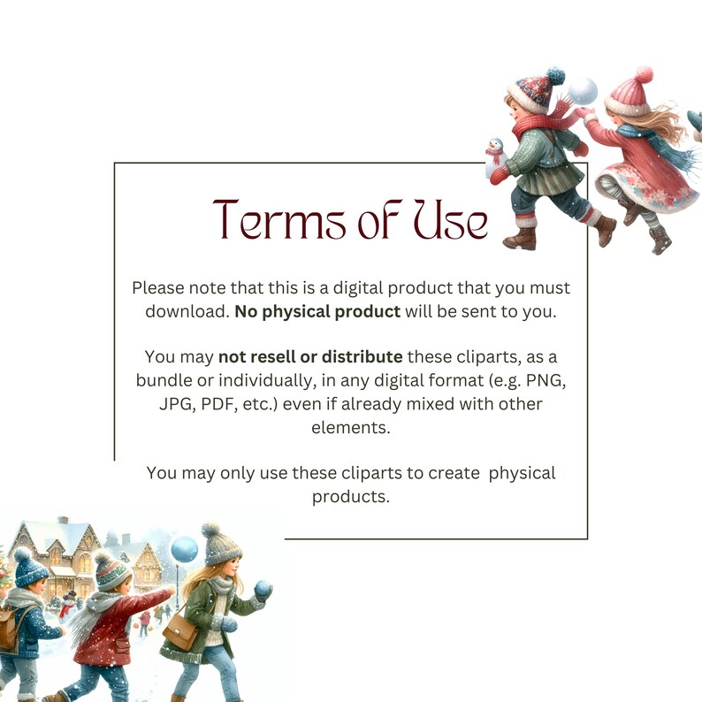 Children Playing in the Snow Clipart PNG 15 Winter Wonderland Holiday ...