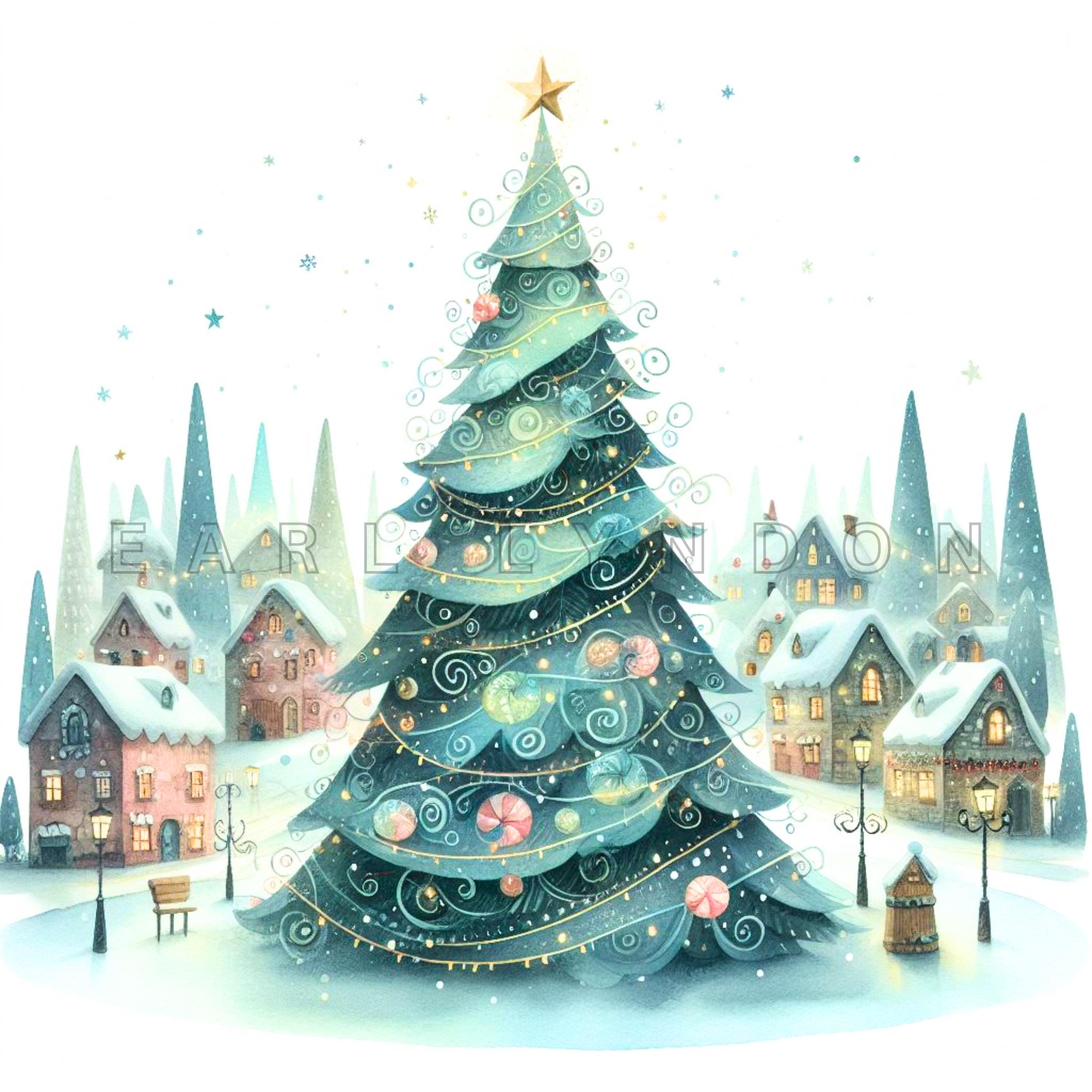 Quirky Christmas TREE Clipart PNG 15 Cute Whimsical Christmas Holiday ...