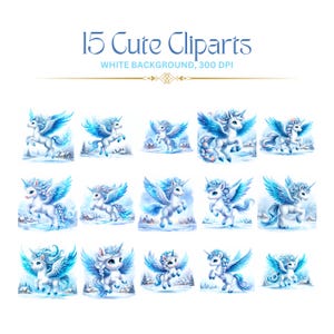 Winter UNICORN Clipart PNG 15 Cute Baby Unicorn Halloween Holiday Junk ...