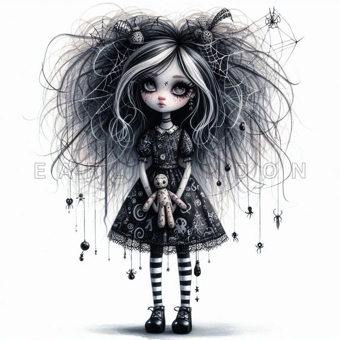 Voodoo Doll Clipart PNG 15 Cute Occult Halloween Girl Holiday Digital ...