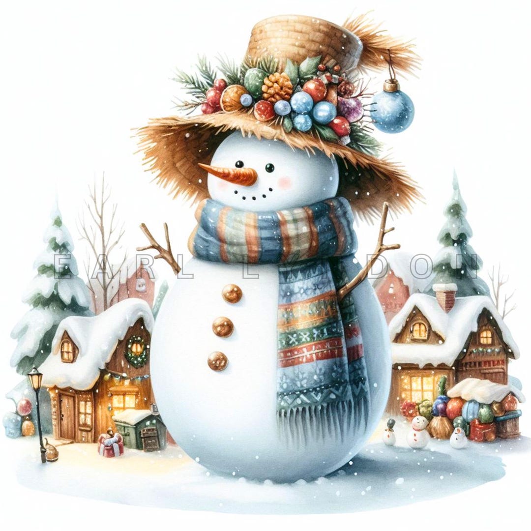 Mister SNOWMAN Clipart PNG 15 Cute Whimsical Christmas Holiday Clipart ...