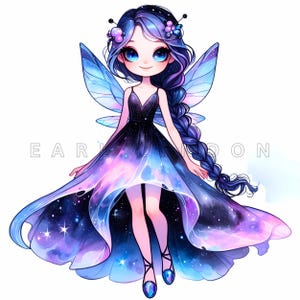 Swirling Galaxy Fairy Clipart - Magical Celestial Fantasy Art ...