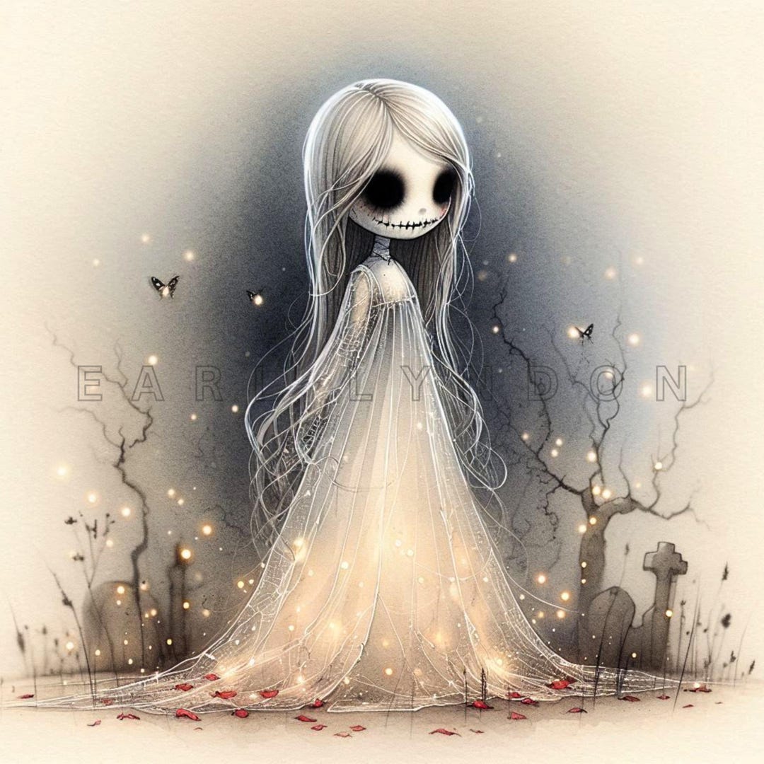 Zombie Ghost Clipart - Gothic Halloween Doll Fantasy Art, Watercolor ...