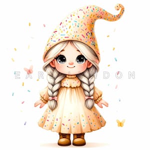 Vanilla Sprinkles Princess Gnome Clipart - Cupcake Topper Fantasy Art ...