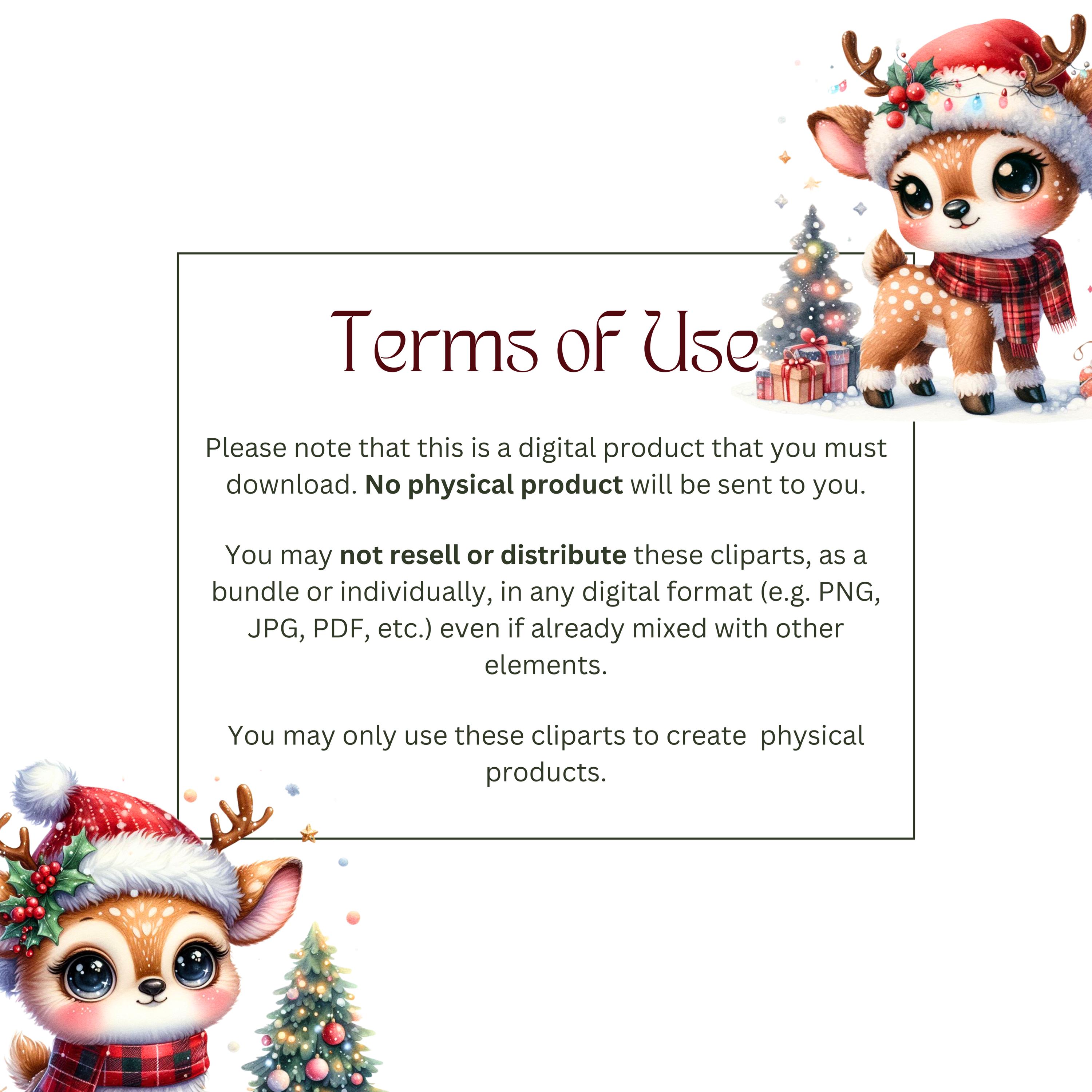 Baby REINDEER Clipart PNG 15 Cute Whimsical Christmas Holiday Clipart ...