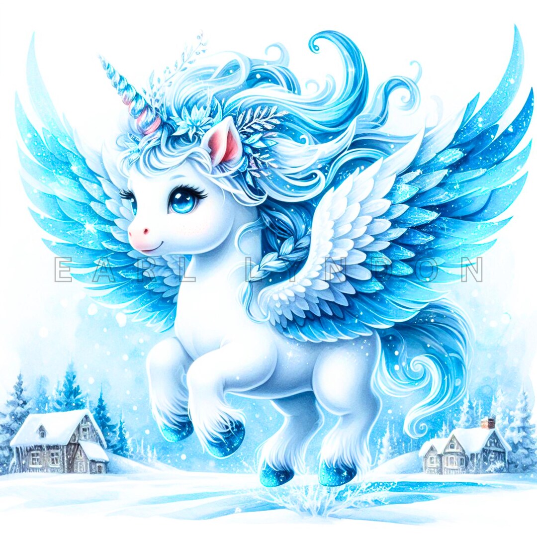 Winter UNICORN Clipart PNG 15 Cute Baby Unicorn Halloween Holiday Junk ...