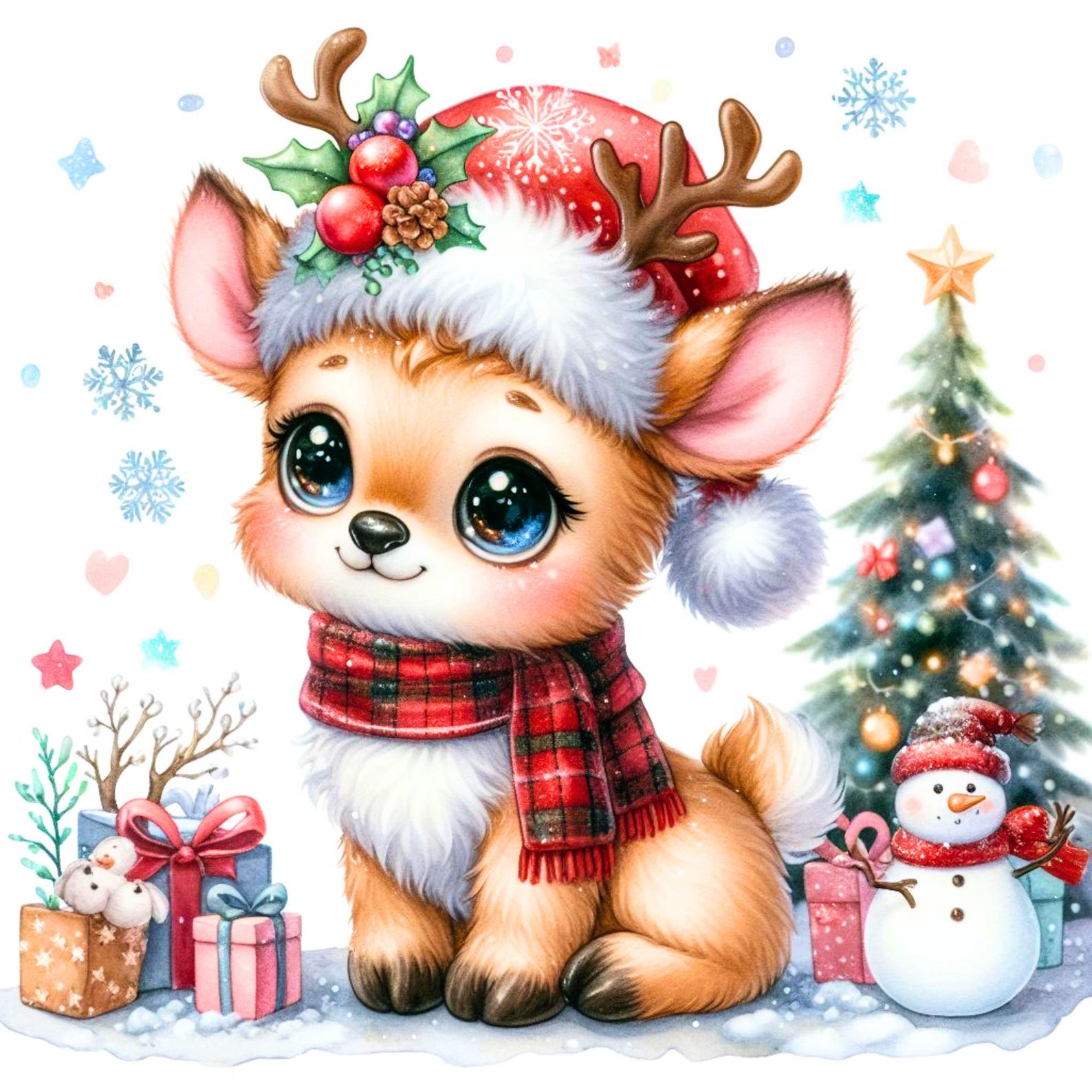 Baby REINDEER Clipart PNG 15 Cute Whimsical Christmas Holiday Clipart ...