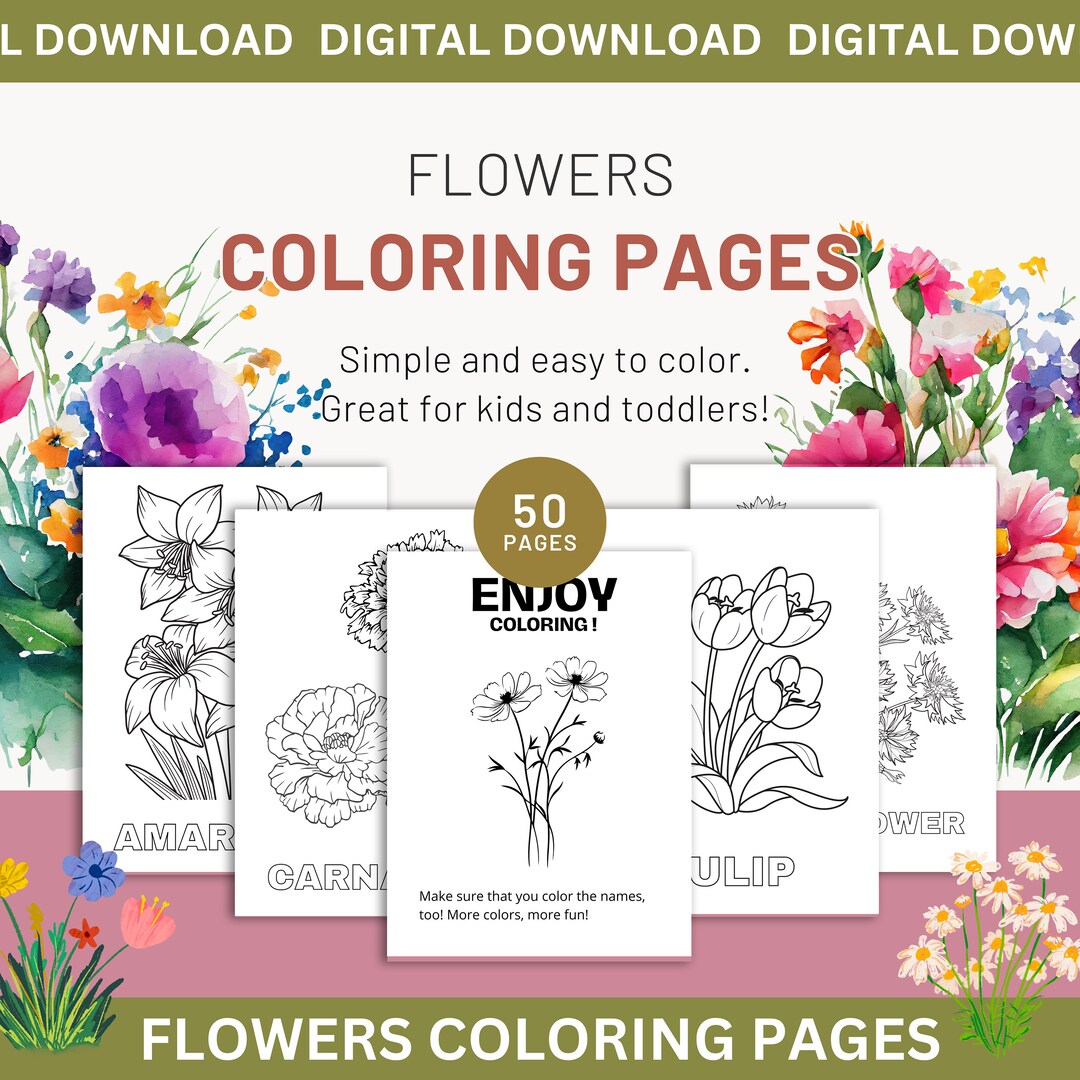 Flowers Coloring Pages for Kids, Toddlers and Preschoolers, Printable ...