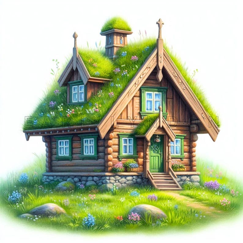 Spring Cottage Homecoming Clipart - Housewarming Digital Art ...