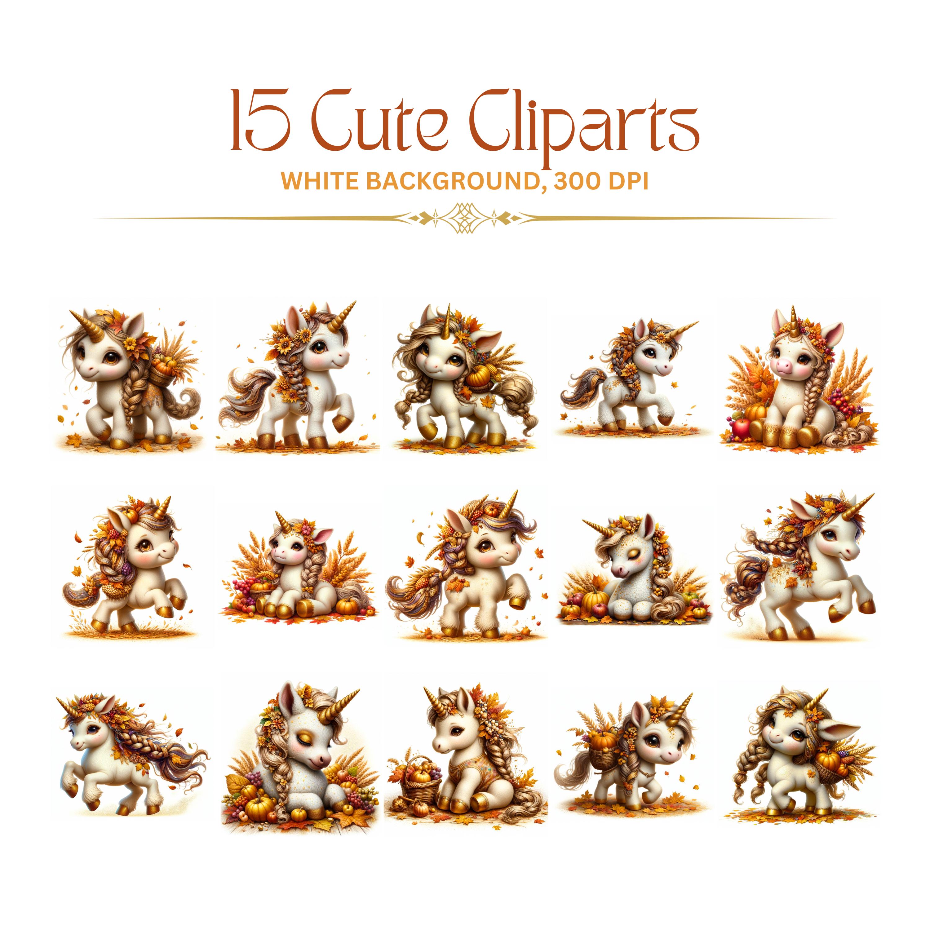 Autumn Harvest UNICORN PNG 15 Cute Baby Unicorn Fall Thanksgiving ...