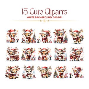 Cool Baby REINDEER Clipart PNG 15 Cute Whimsical Christmas Holiday ...