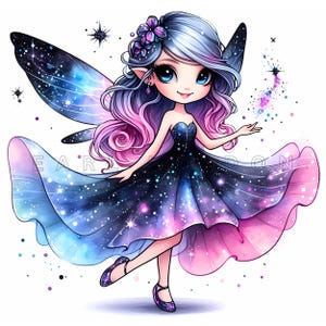 Swirling Galaxy Fairy Clipart - Magical Celestial Fantasy Art ...