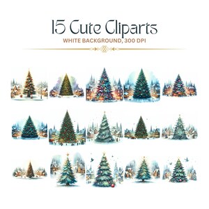 Quirky Christmas TREE Clipart PNG 15 Cute Whimsical Christmas Holiday ...