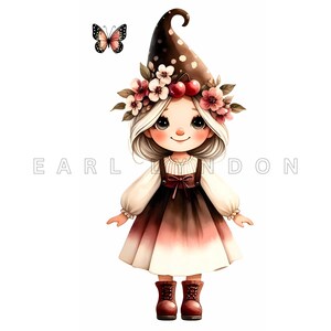 Black Forest Princess Clipart - Gnome Cupcake Topper Fantasy Art ...