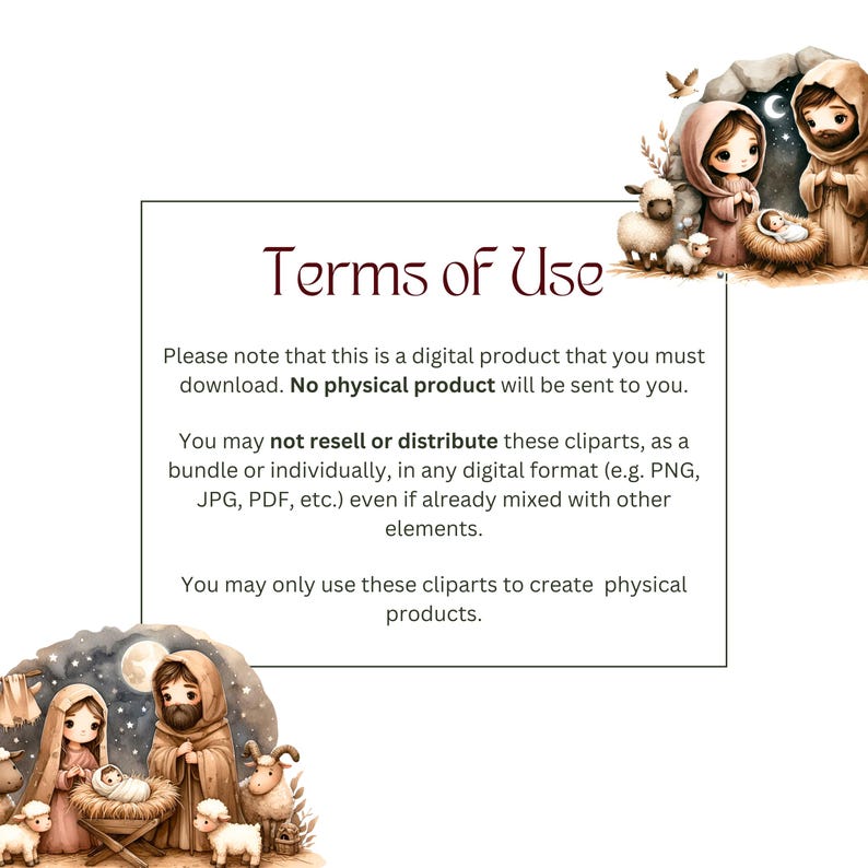 NATIVITY Scene Clipart PNG 15 Whimsical Christmas Family Story Clipart Holiday Digital Art ...