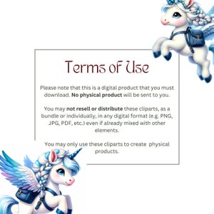 Back to School UNICORN Clipart PNG 15 Cute Baby Student Unicorn Junk ...