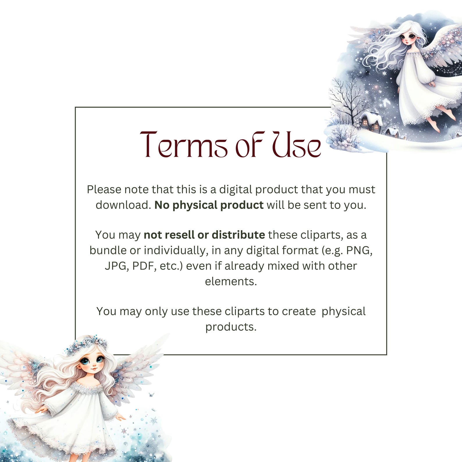 Snow Guardian ANGEL Clipart PNG 15 Cute Whimsical Christmas Holiday ...
