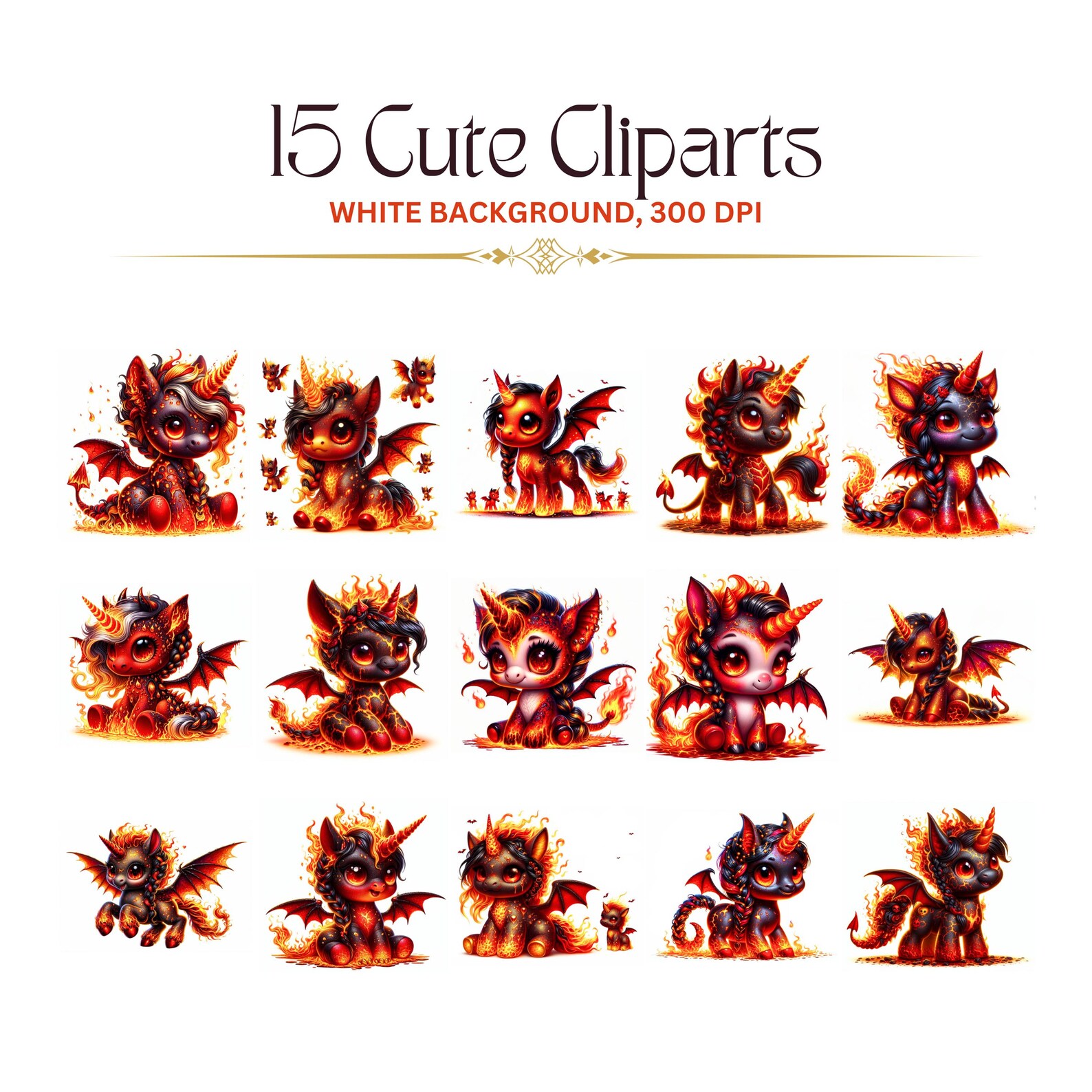 Devil Baby Unicorn Clipart - Cute Halloween Digital Prints, Watercolor ...
