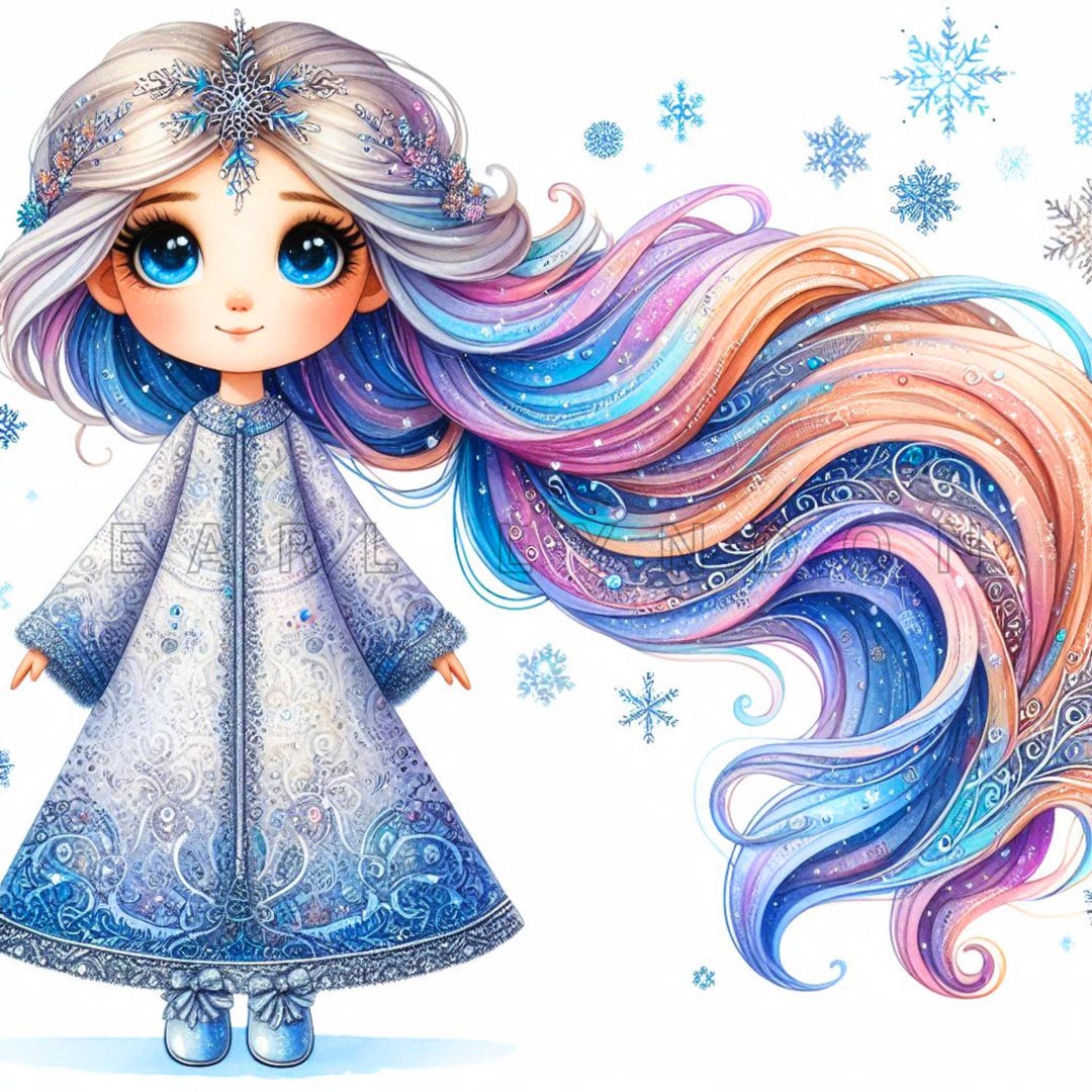Winter Princess Clipart PNG – 15 Cute Whimsical Christmas Holiday Dolls ...