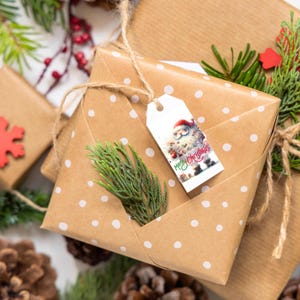 Whimsical Santa Christmas Gift Tags Watercolor Printable Vertical ...