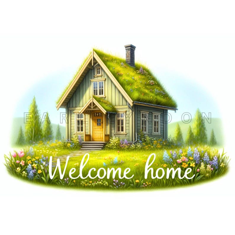 Spring Cottage Homecoming Clipart - Housewarming Digital Art ...