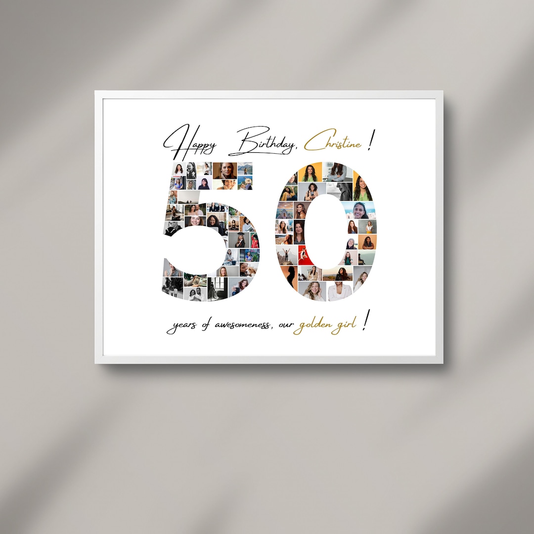 50th Birthday Photo Collage Template | Editable 50th Anniversary ...