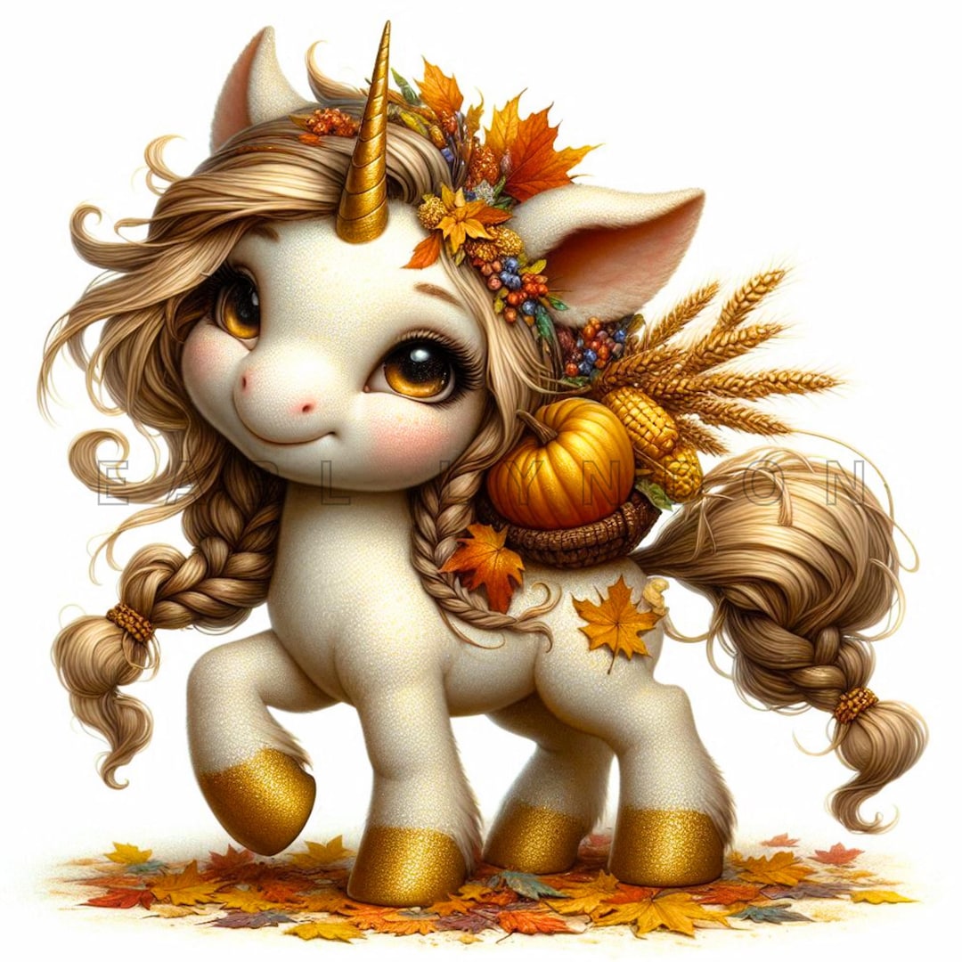 Autumn Harvest UNICORN PNG 15 Cute Baby Unicorn Fall Thanksgiving ...