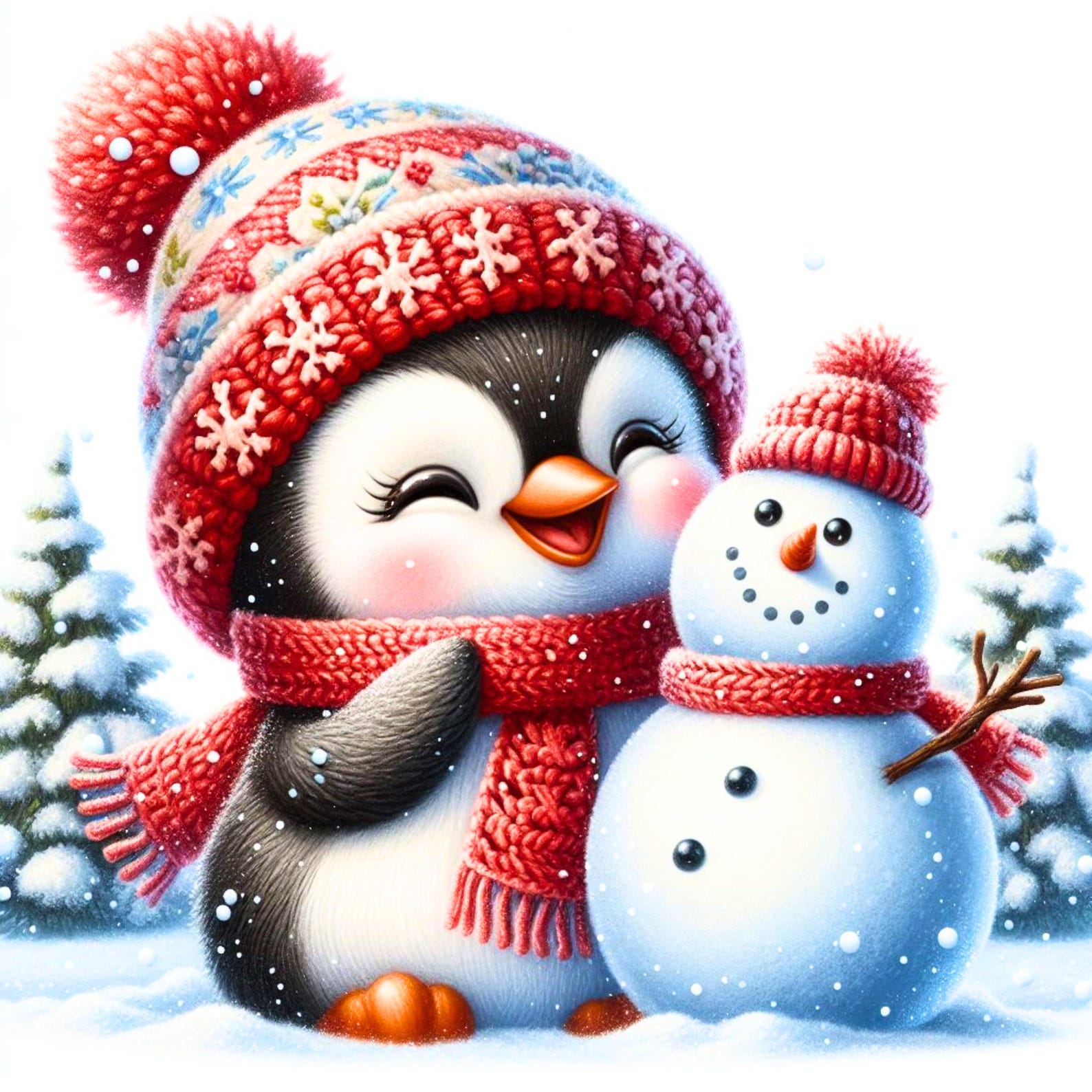 Winter Christmas PENGUIN PNG 15 Cute Whimsical Penguin Holiday Clipart ...