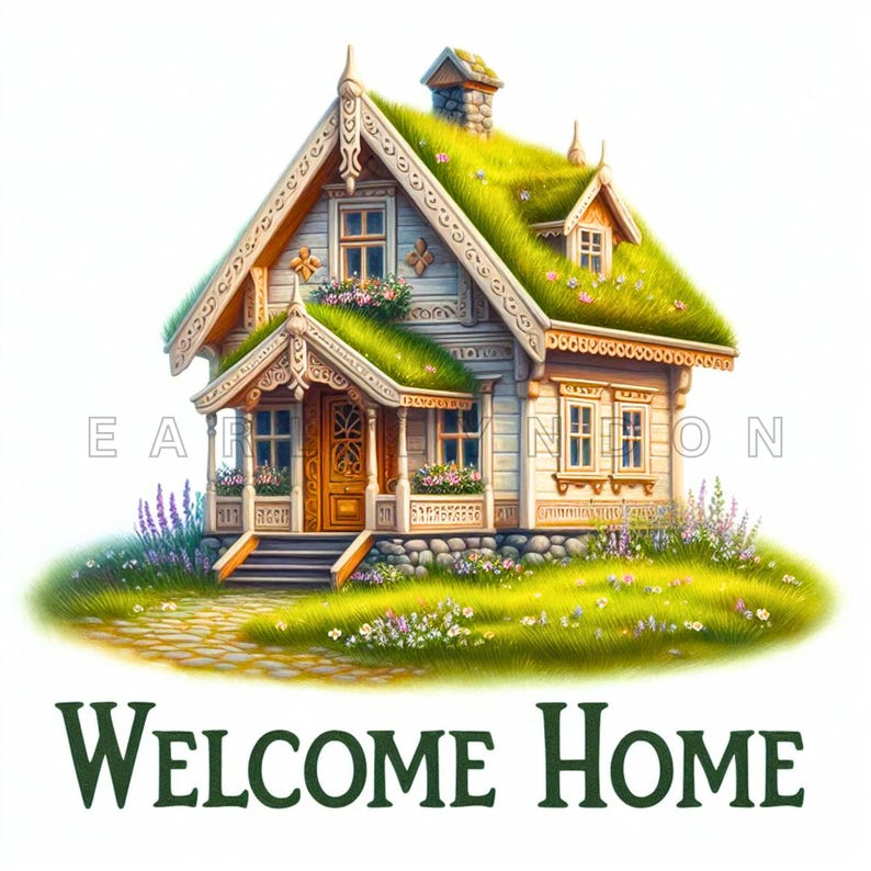 Spring Cottage Homecoming Clipart - Housewarming Digital Art ...