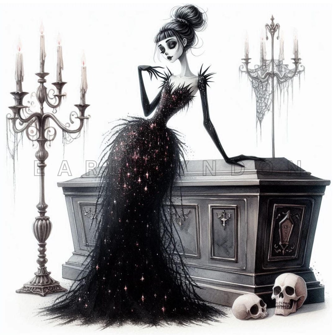 Undead PRINCESS Glam Clipart PNG 15 High Fashion Couture Halloween ...
