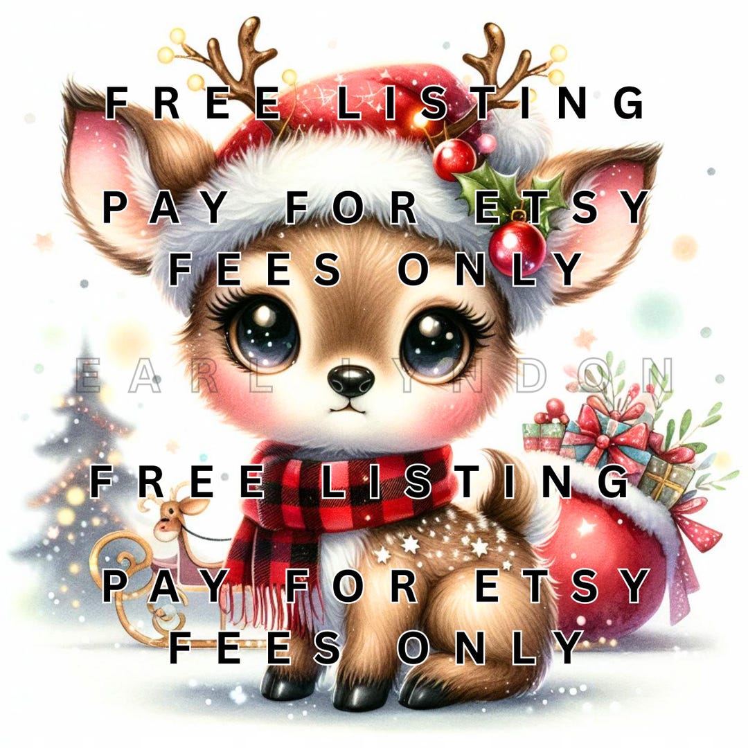 Christmas REINDEER Clipart PNG 15 Cute Whimsical Baby Reindeer Holiday ...