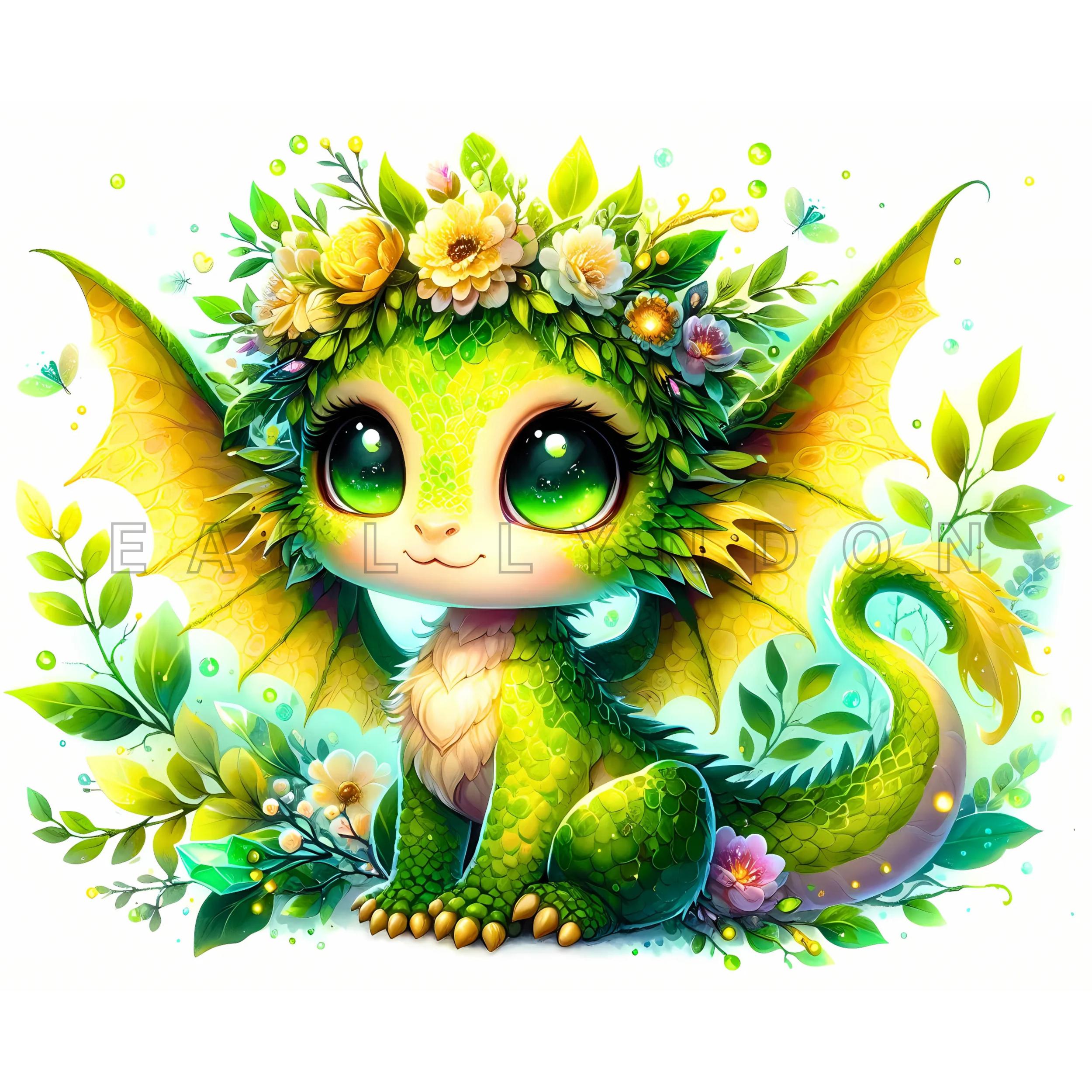 Elemental Gemstone Dragon Clipart - Crystal Baby Dragon Fantasy Art ...
