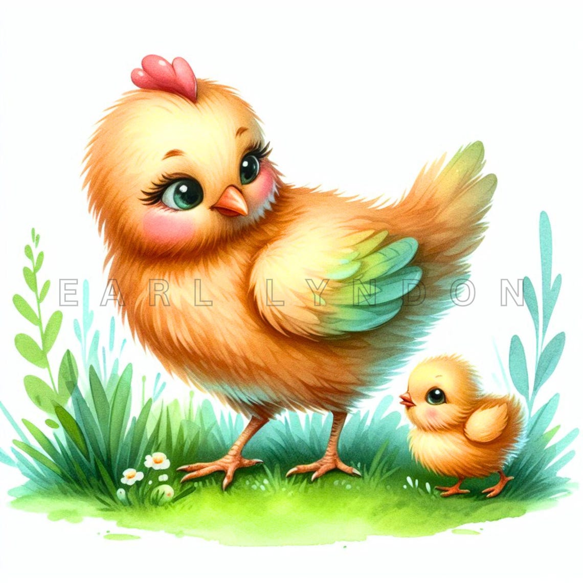 Mama Hen Baby Chick Clipart - Mother's Day Fantasy Art, Floral ...