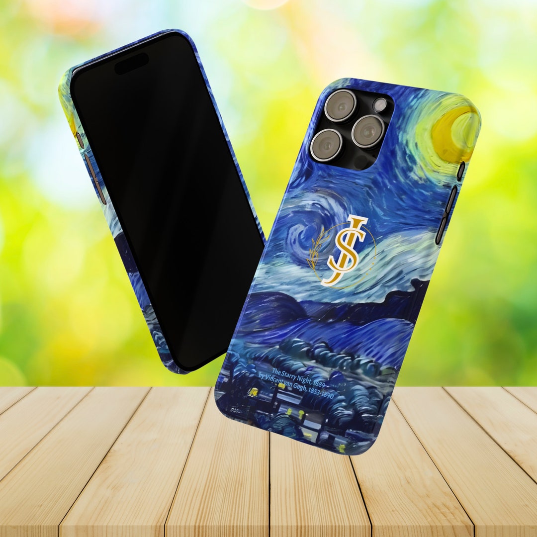 Custom Starry Night Mobile Phone Case With Initials for iPhone 15 14 13 ...