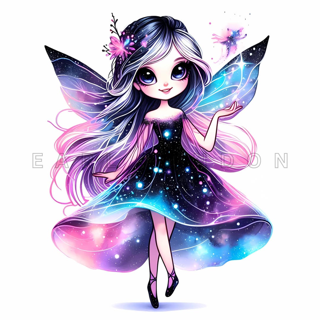 Swirling Galaxy Fairy Clipart - Magical Celestial Fantasy Art ...