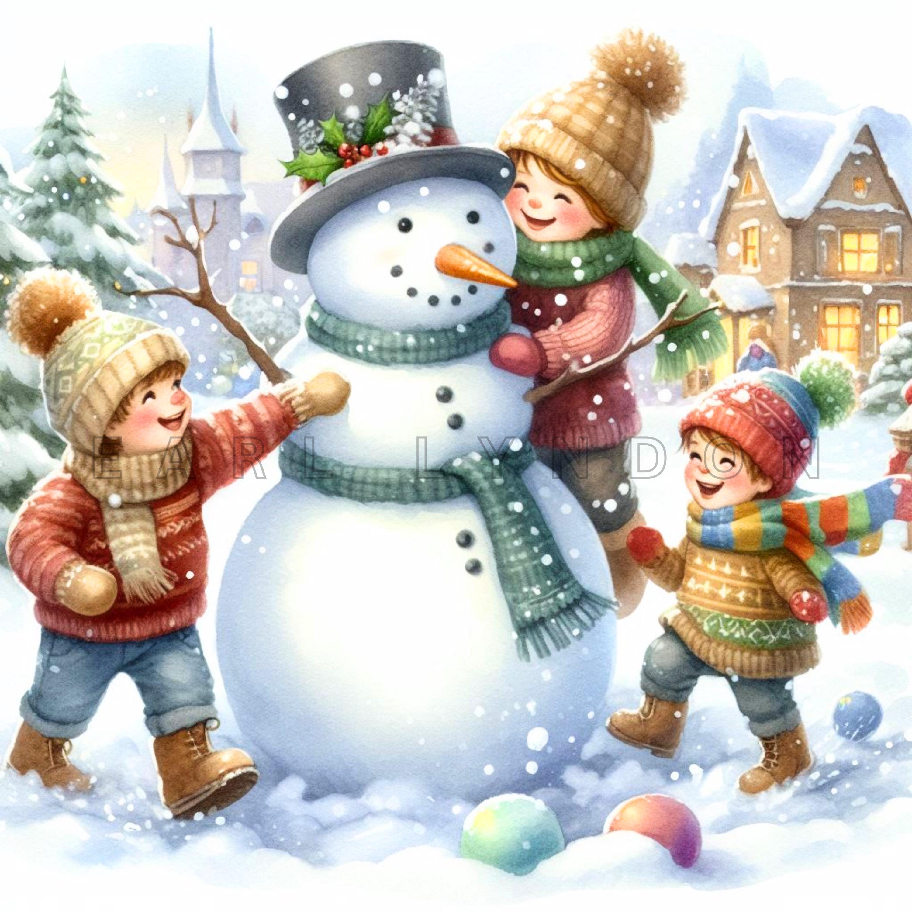 Children Playing in the Snow Clipart PNG 15 Winter Wonderland Holiday ...