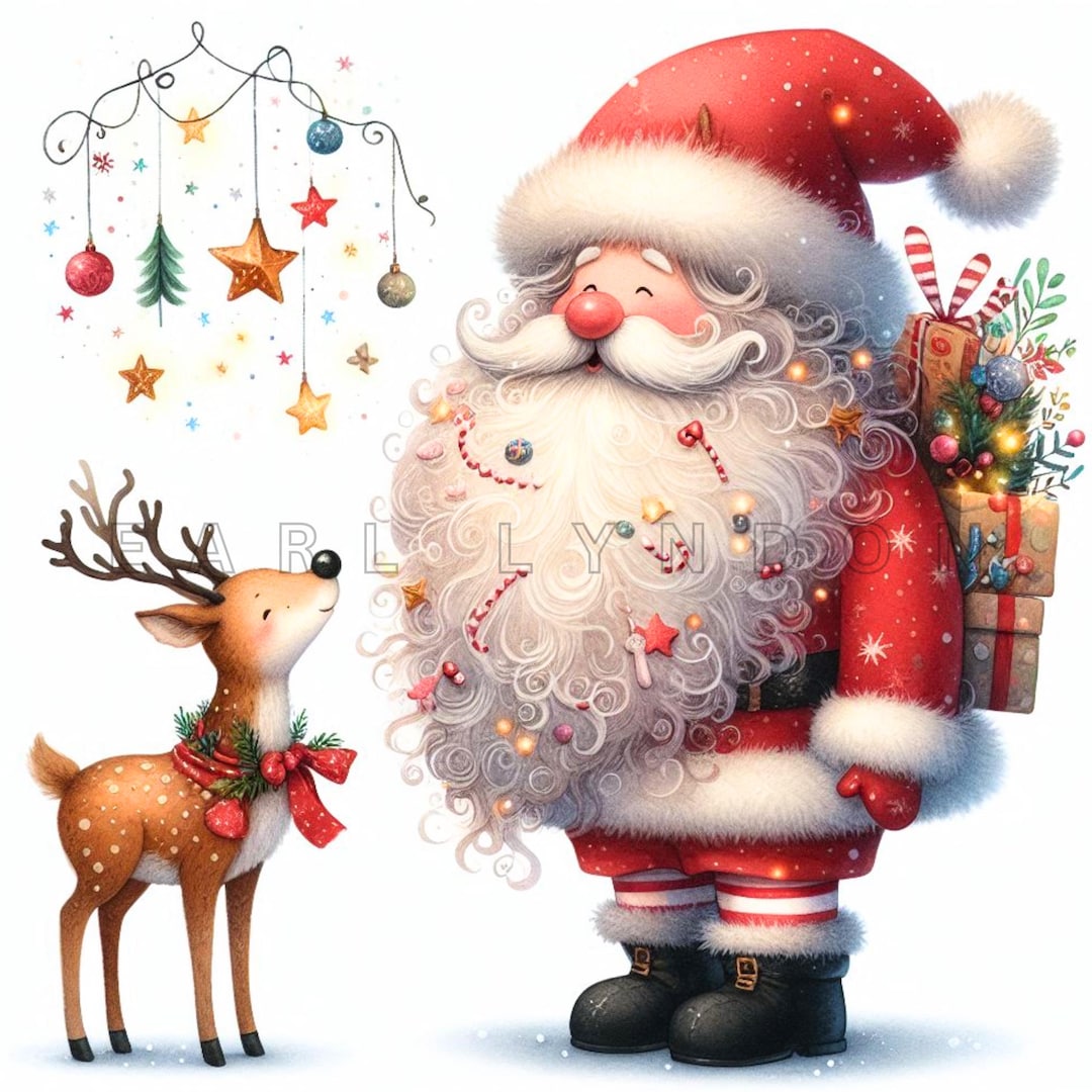 Cool Whimsical SANTA Clipart PNG 15 Cute Santa Claus Christmas Holiday ...
