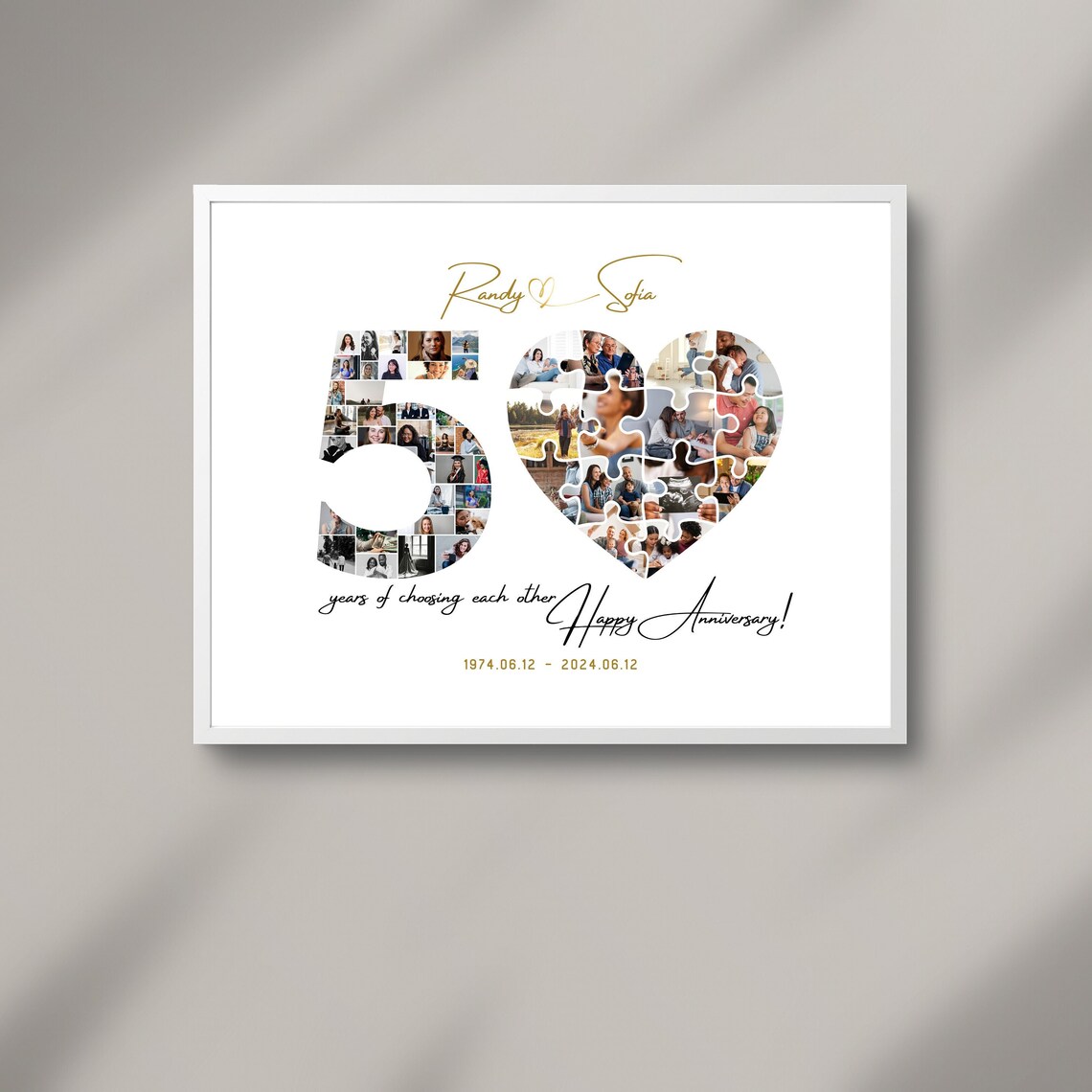 50th Anniversary Photo Collage Template Editable 50th Wedding ...