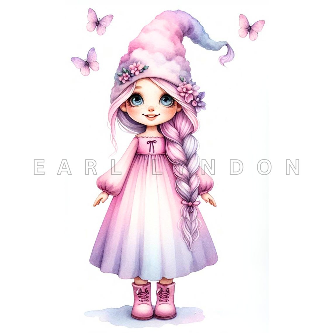 Cotton Candy Princess Clipart - Gnome Cupcake Topper Fantasy Art ...