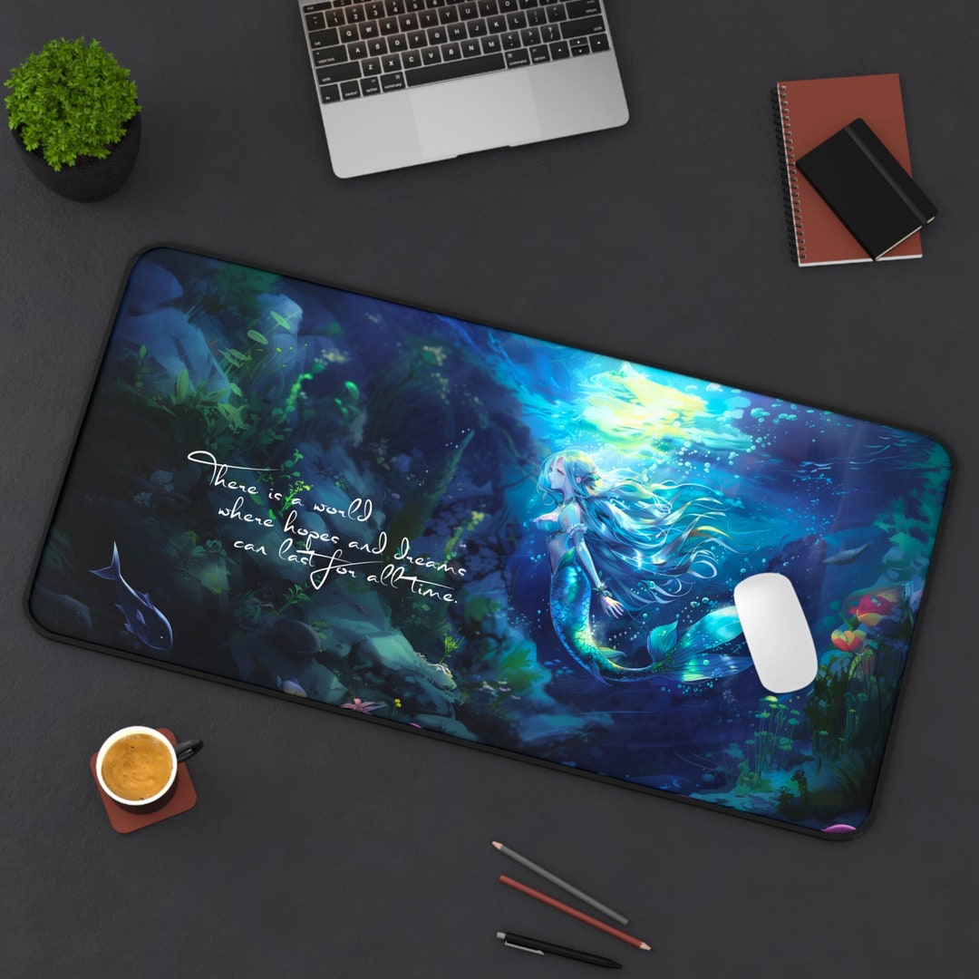 Little Mermaid Desk Mat Fan Art Laptop Mat in 3 Sizes Mouse Pad Bookish ...